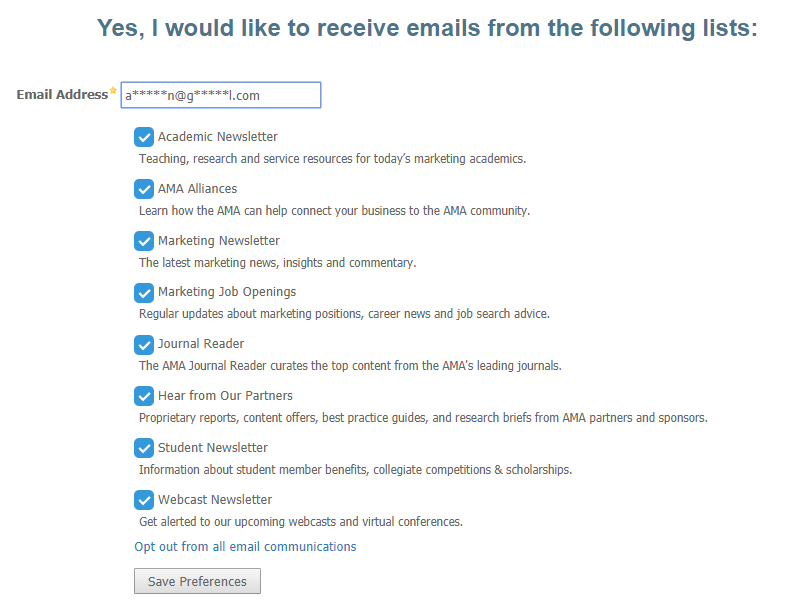 How do I update my email preferences?